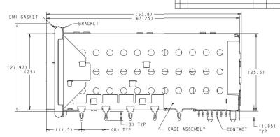 Cina TE 2169678-5 SFP+ Cage 2x5 Port con connettore integrato incluso Lightpipe Elastomeric Gasket in vendita