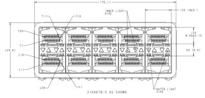 Cina TE 2169678-5 SFP+ Cage 2x5 Port con connettore integrato incluso Lightpipe Elastomeric Gasket in vendita