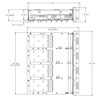 Cina 2198722-1 TE zSFP+ Cage Ganged (1 x 4 Port) Connector Through Hole in vendita
