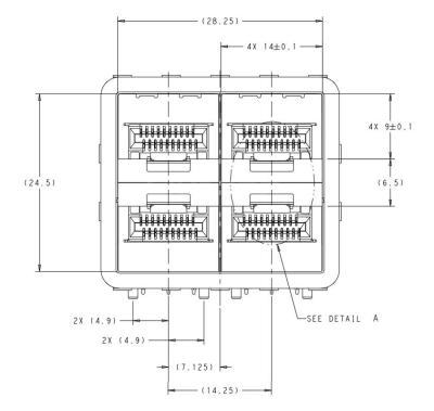Cina TE 2198325-6 zSFP+ Cage Assembly 2x2 Port con connettore integrato incluso Lightpipe in vendita