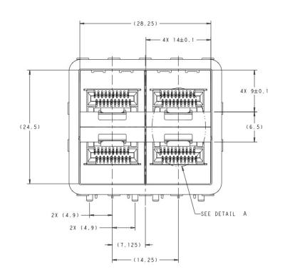 Cina 1-2198325-9 zSFP+ cage assembly 2x2 Port con connettore incluso Lightpipe molle esterne in vendita