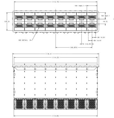 Cina 1-2198346-9 zSFP+ Cage Assembly 2x8 Port con connettore integrato 32 Gb/s Lightpipe incluso in vendita
