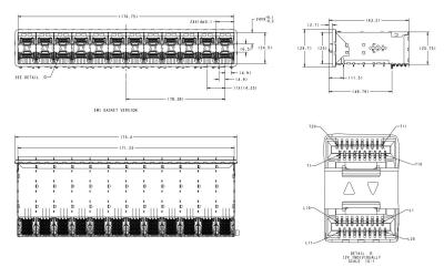 Cina TE 2349201-7 zSFP+ Cage Assembly 2x12 Port con molle EMI con connettore integrato in vendita