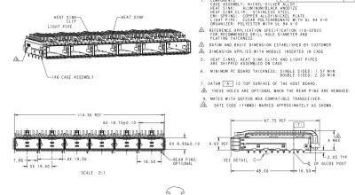 Cina TE 2170708-1 ZQSFP+ Cage Ganged (1 x 6) con connettore a dissipatore di calore incluso Lightpipe Spring EMI interni/esterni in vendita