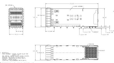 Cina TE 2227666-3 ZQSFP+ Receptacle con cage Ganged (2x1) connettore incluso Lightpipe in vendita