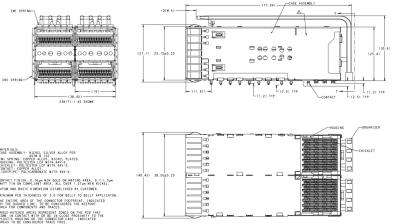 中国 2308171-5 ZQSFP+ケージアセンブリ 2 x 2 ポート 組み込み接続器 ライトパイプを含む 販売のため