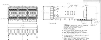 Cina 2227671-3 ZQSFP+ Cage 2x3 Port con connettore integrato 28 Gb/s Lightpipe incluso in vendita