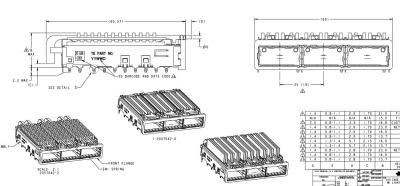 Cina 2057042-8 QSFP+ Cage Ganged (1 x 3) con connettore del dissipatore di calore Press-Fit Through Hole Right Angle in vendita