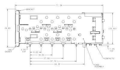 Cina TE 2085945-1 QSFP+ Cage Assembly 2x1 Port con connettore incluso Lightpipe 14 Gb/s in vendita