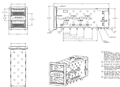 Cina TE 2085945-5 QSFP+ Receptacle con cage Ganged (1x2) Connector Press-Fit Incluso Lightpipe in vendita