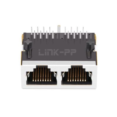 中国 WE 5406443-2 互換 LINK-PP LPJEF102DNL タブダウン LED 1X2 ポート RJ45 ネットワーク 統合磁性なし 販売のため