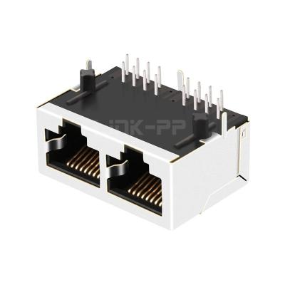 中国 X マルチプル XRJK-S-02-8-8-0-903 コンパティブル LINK-PP LPJEF102DNL タブダウン LEDなし 1X2ポート モジュラルのジャック 販売のため