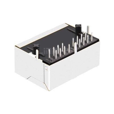 中国 X マルチプル XRJK-S-02-8-8-0-903 コンパティブル LINK-PP LPJEF102DNL タブダウン LEDなし 1X2ポート モジュラルのジャック 販売のため