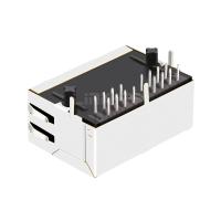 China Tab Down Without Led 1X2 Port RJ45 Connector Jack without Integrated Magnetics for sale