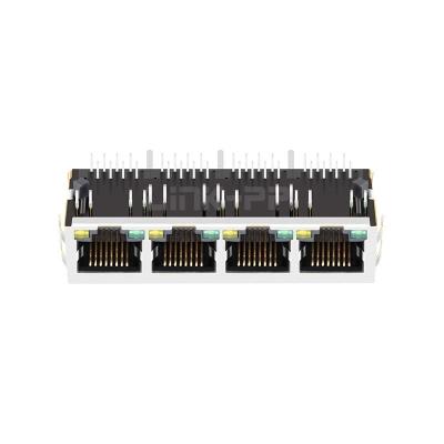 Cina Tab Down Verde/Giallo LED 1X4 Port Ethernet RJ45 Jack senza magneti integrati in vendita