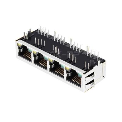 China X Multiple XMK-9742-8824-433D-L1-A Compatibel LINK-PP LPJE104AENL Tab Down Groen/Geel LED 1X4 Poort RJ45 Modulair zonder geïntegreerde magneten Te koop