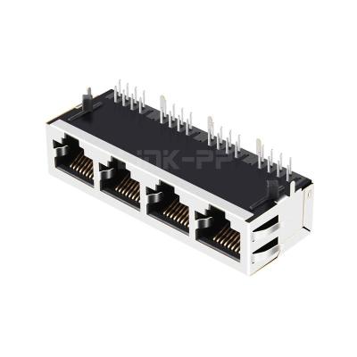 Cina Molex 441500012-4 Compatibile LINK-PP LPJEF104CNL Tab Down senza LED 1X4 Port RJ45 Jack senza magneti integrati in vendita