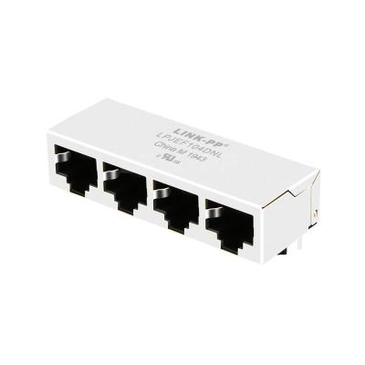 中国 WE 615032137821 互換 LINK-PP LPJEF104DNL 1X4 ポート モジュール式 ジャック コンネクタ 組み込み磁石なし タブダウン LEDなし 販売のため