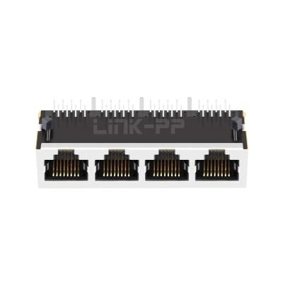 中国 WE 615032137821 互換 LINK-PP LPJEF104DNL 1X4 ポート モジュール式 ジャック コンネクタ 組み込み磁石なし タブダウン LEDなし 販売のため