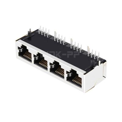 中国 WE 615032137821 互換 LINK-PP LPJEF104DNL 1X4 ポート モジュール式 ジャック コンネクタ 組み込み磁石なし タブダウン LEDなし 販売のため