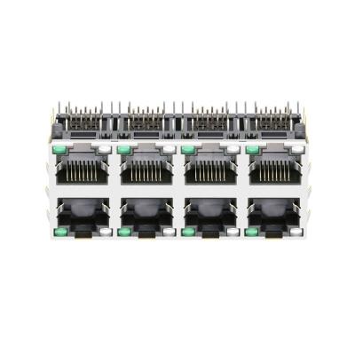 Cina Tab Up LED rosso e giallo/verde senza LED 2X4 Port RJ45 8 pin Jack Jack di connettore senza magneti integrati in vendita