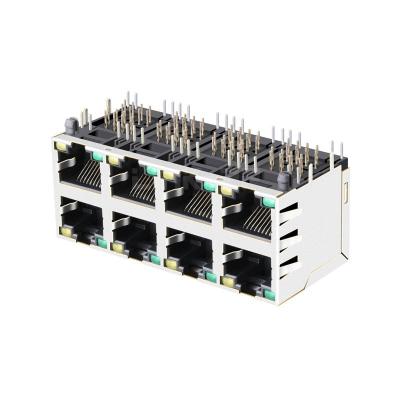 Cina X Multiple XRJD-S-24-8-8-4 Compatibile LINK-PP LPJE108XAHNL Tab Up Verde/Giallo LED 2X4 Port Connector Ethernet senza Magnetics integrati in vendita