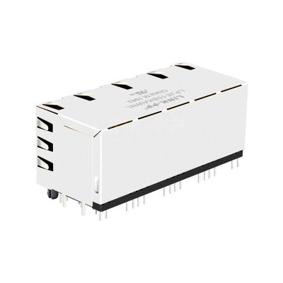 中国 アムフェノール RJSAE-5385-08 コンパティブル LINK-PP LPJE108XAWNL 2X4 ポートコネクタ イーサネット RJ45 組み込み磁石なし タブアップ グリーン/グリーン LED 販売のため