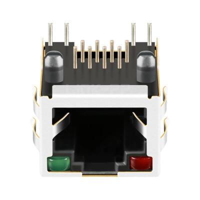 Cina Amphenol RJHSE-5387-02 Compatibile LINK-PP LPJE101A80NL Tab Up LED rosso/verde 1X1 Port Connector Lan RJ45 senza magneti integrati in vendita