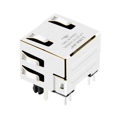 Cina Amphenol RJHSE-5387-02 Compatibile LINK-PP LPJE101A80NL Tab Up LED rosso/verde 1X1 Port Connector Lan RJ45 senza magneti integrati in vendita