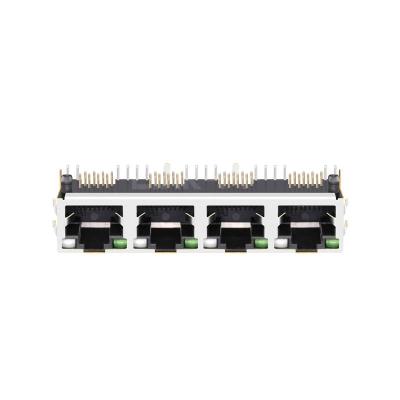 Cina LPJE401A26NL senza magnetismo integrato 1x4 Port Shielded RJ45 Connector in vendita