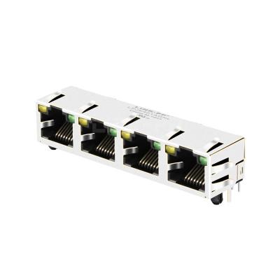 Cina Tab Up LED giallo/verde 1X4 Port Ethernet RJ45 Jack senza magneti integrati in vendita