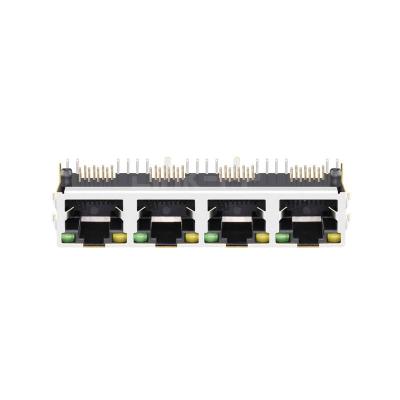 Cina Tab Up LED giallo/verde 1X4 Port Ethernet RJ45 Jack senza magneti integrati in vendita