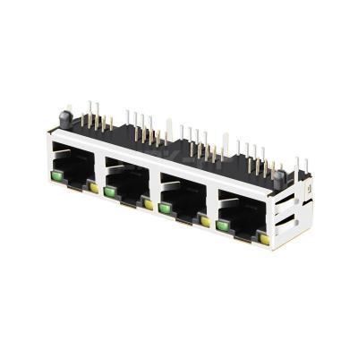 Cina Tab Up LED giallo/verde 1X4 Port Ethernet RJ45 Jack senza magneti integrati in vendita