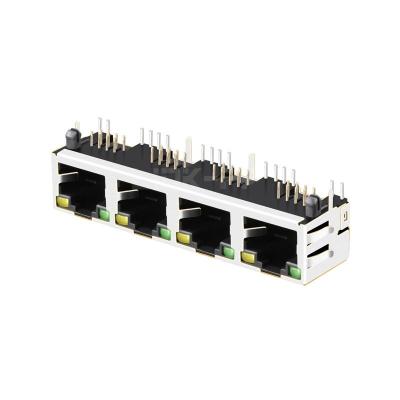 Cina X Multiple XRJM-S-04-8-8-X-F1 Compatibile LINK-PP LPJE401AHNL Tab Up Verde/Giallo LED 1X4 Port Lan Jack RJ45 senza magneti integrati in vendita