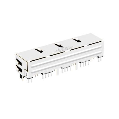 Cina Amfenolo RJHSE-5385-04 Compatibile LINK-PP LPJE401AWNL Tab Up Verde/Verde LED 1X4 Port Connector RJ45 senza magneti integrati in vendita
