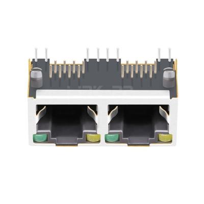 Cina LPJE201BGNL Tab Down LED giallo/verde 1X2 Port RJ45 Jack magnetico senza magneti integrati in vendita