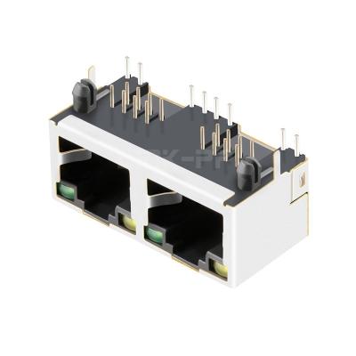Cina LPJE201BGNL Tab Down LED giallo/verde 1X2 Port RJ45 Jack magnetico senza magneti integrati in vendita