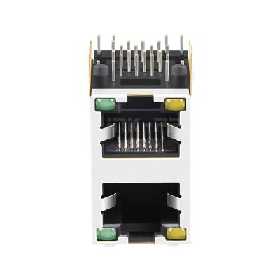China X Multiplos XMD-9763-1A1A10A-241 Compatível LPJE106XBHNL 2X1 Port Ethernet Jack RJ45 sem Magnetismo Integrado Tab Up LED Verde/Amarela à venda