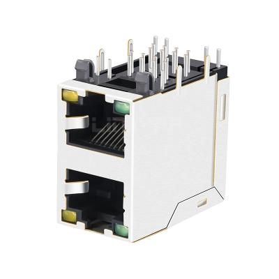 China X Multiplos XMD-9763-1A1A10A-241 Compatível LPJE106XBHNL 2X1 Port Ethernet Jack RJ45 sem Magnetismo Integrado Tab Up LED Verde/Amarela à venda