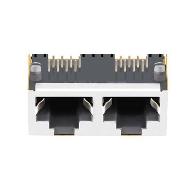 中国 LPJE201DNL タブアップ LEDなし 1X2ポート 8P8C モジュラルのコネクタ RJ45 ジャック 販売のため