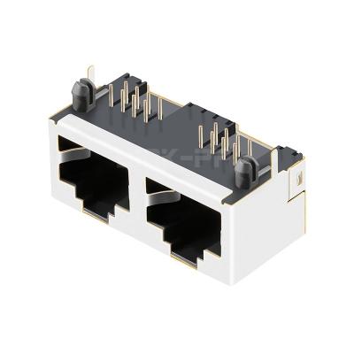 中国 LPJE201DNL タブアップ LEDなし 1X2ポート 8P8C モジュラルのコネクタ RJ45 ジャック 販売のため
