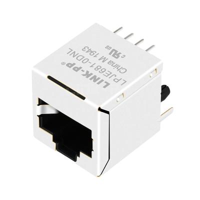 China Entrada lateral blindada Tab Up sem LED 1X1 Port Vertical RJ45 Jacks modulares sem magnéticos integrados à venda