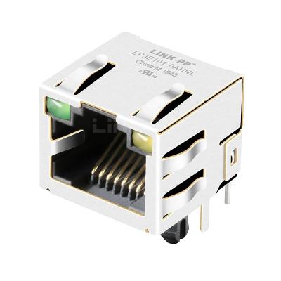 Cina LPJE101-0AHNL 1X1 Port RJ45 8P8C Jack modulare senza magneti Tab Up Verde/Giallo Led in vendita