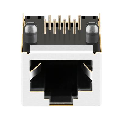 中国 LPJE101DNLコネクタ イーサネット RJ45 ジャック 組み込み磁石なし タブアップ サイドエントリー LEDなし シールド 販売のため