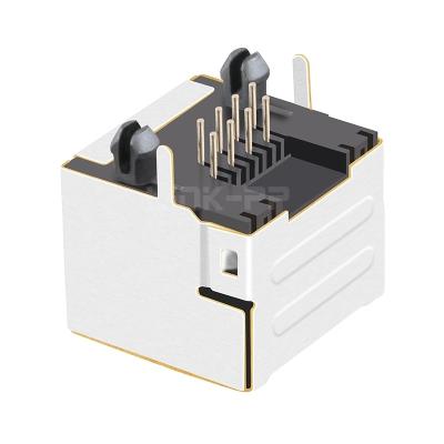 中国 LPJE101DNLコネクタ イーサネット RJ45 ジャック 組み込み磁石なし タブアップ サイドエントリー LEDなし シールド 販売のため