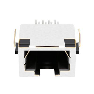 中国 LPJE4713CNL 1X1 ポート LED のない PCB エッジ THT シールド 低プロフィール RJ45 ジャック 統合磁性のない 販売のため