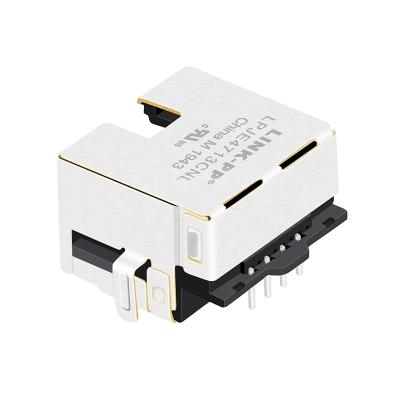 中国 LPJE4713CNL 1X1 ポート LED のない PCB エッジ THT シールド 低プロフィール RJ45 ジャック 統合磁性のない 販売のため