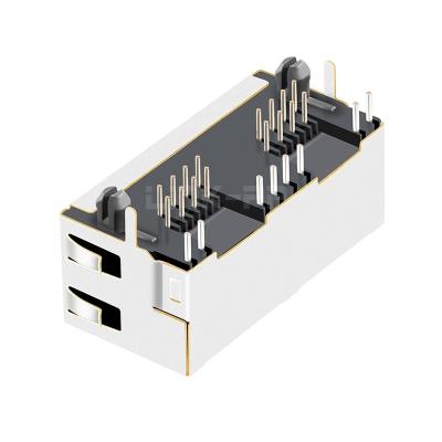 中国 LPJE201AGNL タブUP 黄色/緑色 LED 1X2ポート RJ45 モジュラルのジャック 組み込み磁性なし 販売のため
