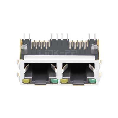 Cina LPJE201AHNL Tab UP Verde/Giallo LED 1X2 Port RJ45 Jack modulare senza magneti integrati in vendita