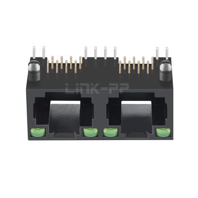 Cina LPJE201NWNL RJ45 1X2 Jack modulare senza magneti integrati Tab UP Verde/LED verde in vendita